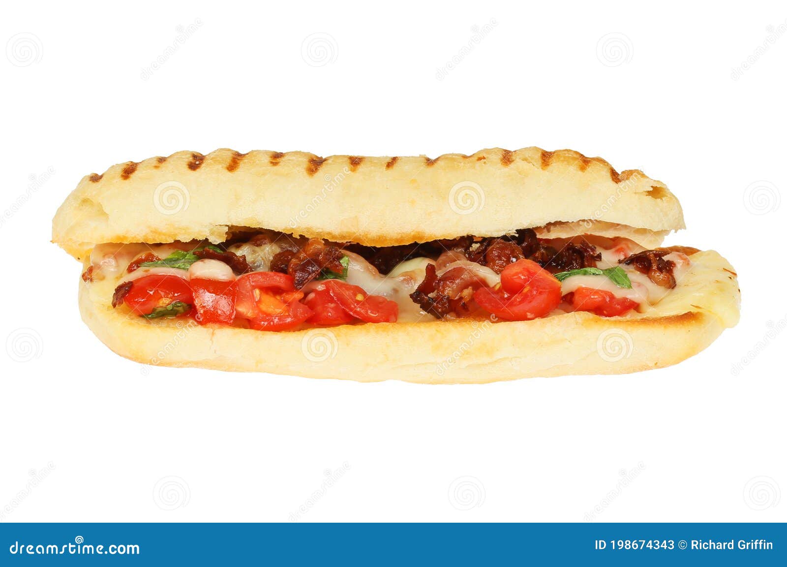 Panini roll isolated stock image. Image of pancetta - 198674343