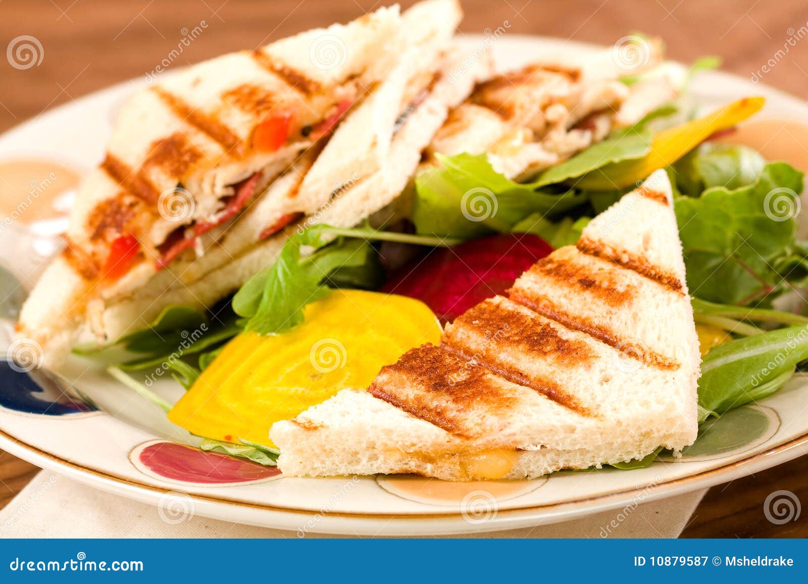 Panini with Salad stock image. Image of grilled, slice - 10879587