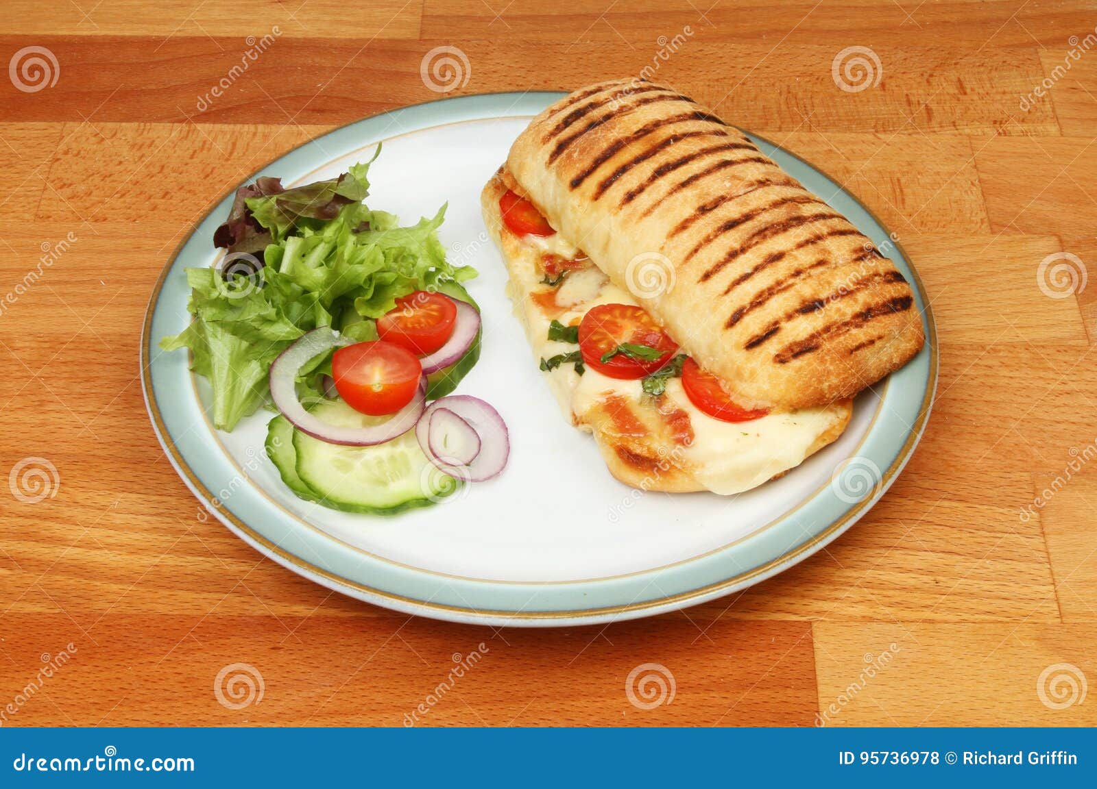 Panini and Salad on a Plate Stock Photo - Image of italian, plate: 95736978