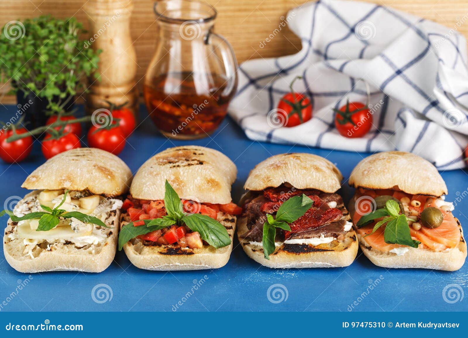 Panini sandwich stock photo. Image of meat, baguette - 97475310