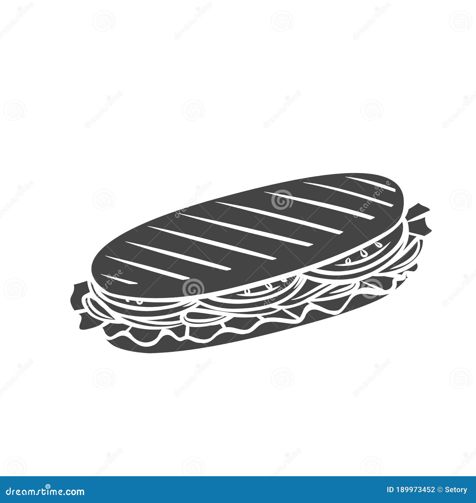 Panini Italian Traditional Food. Hand Drawn Sketch Style. Vector ...