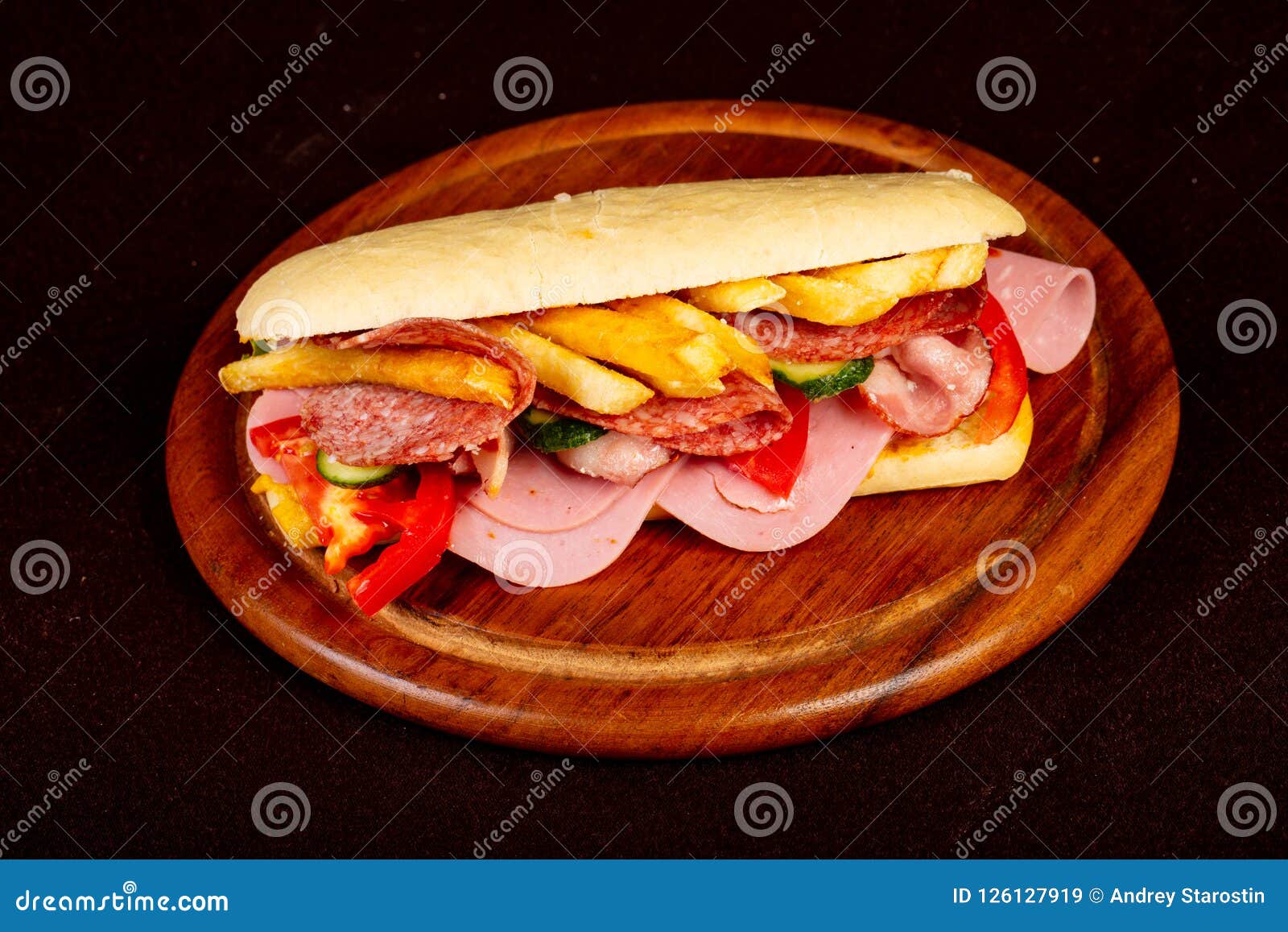 Panini with sausages stock image. Image of panini, healthy - 126127919