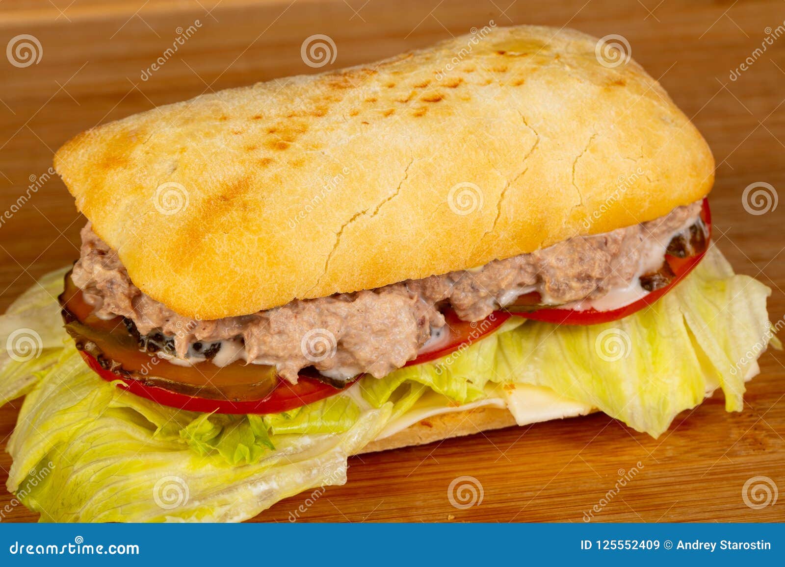 Panini with tuna stock image. Image of food, fish, white - 125552409