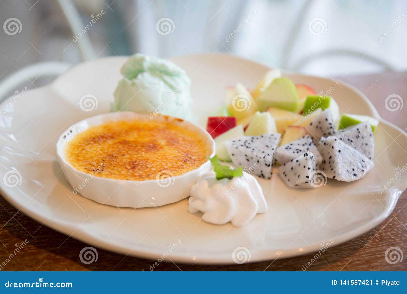 Creme Brulee with Ice Cream, Dessert Stock Image - Image of gourmet ...
