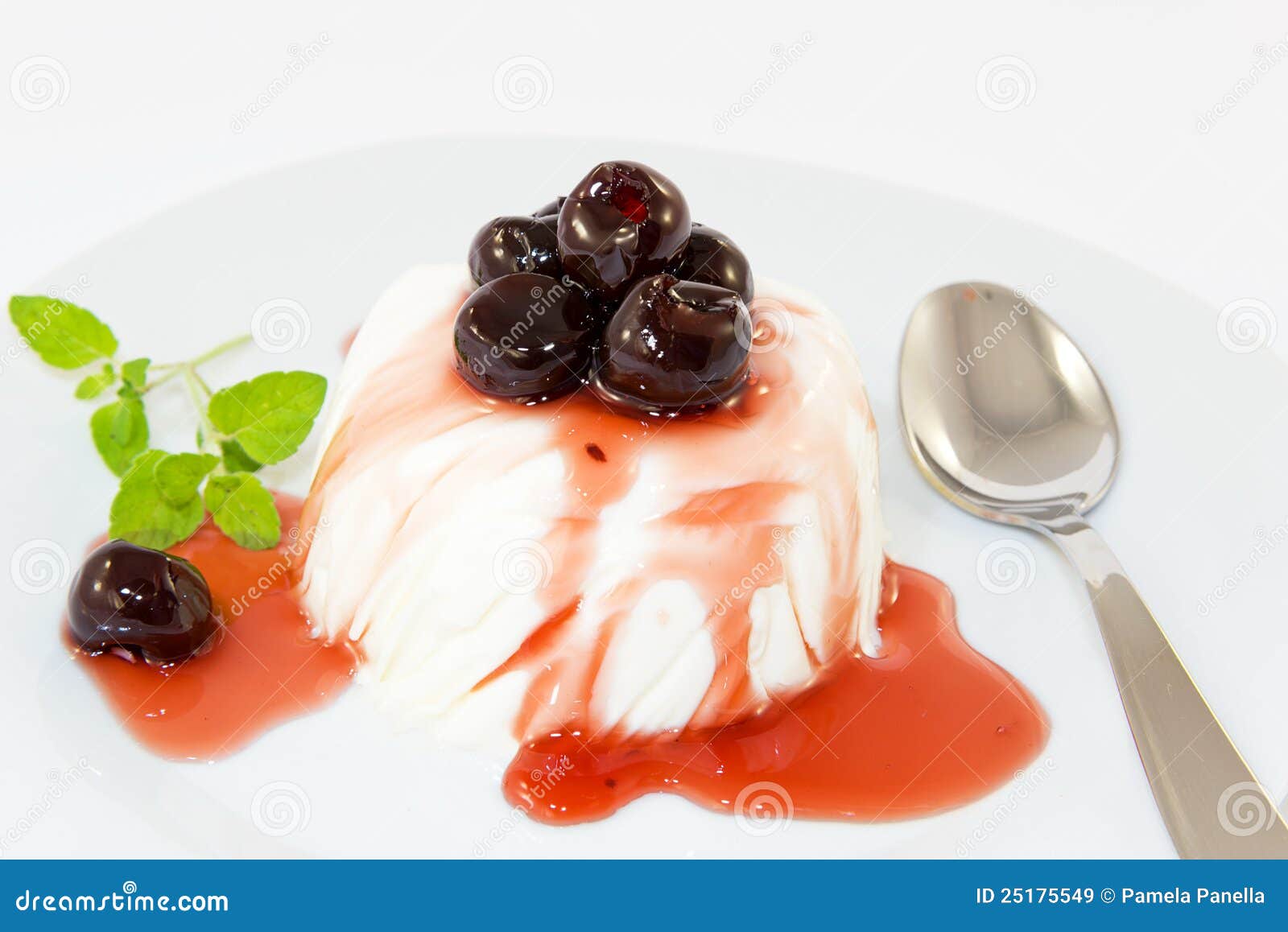 Panna Cotta with Black Cherry Syrup Stock Image - Image of food ...