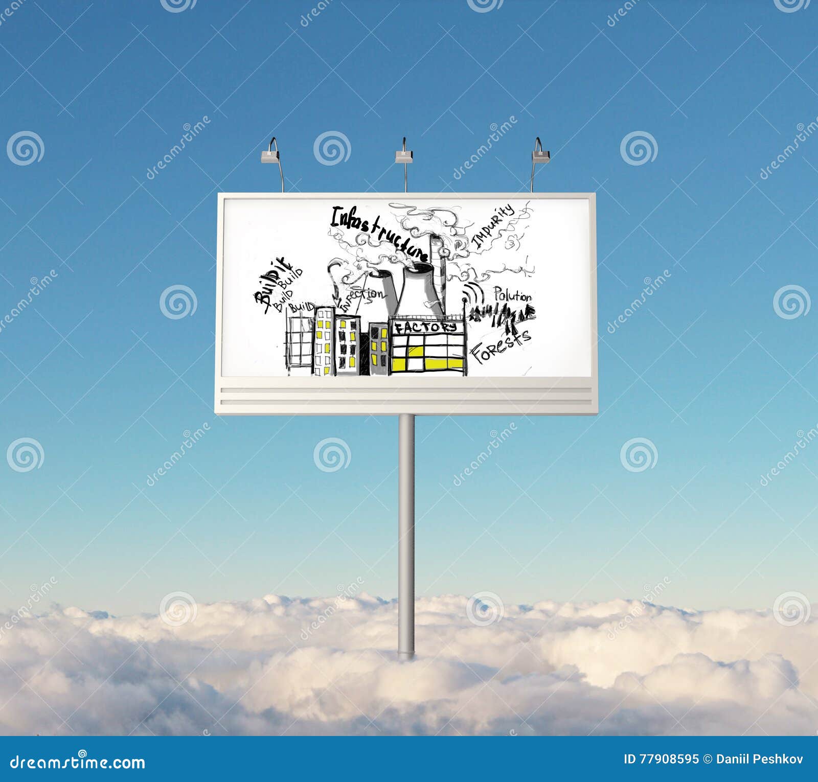 Panneau D'affichage Avec Le Croquis D'infrastructure Illustration Stock ...
