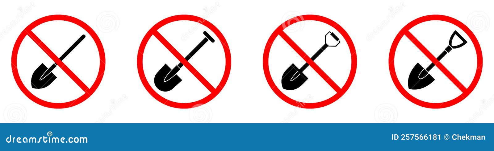 Panneau D'interdiction De La Pelle. Pelle Interdite. Ensemble De Signes ...