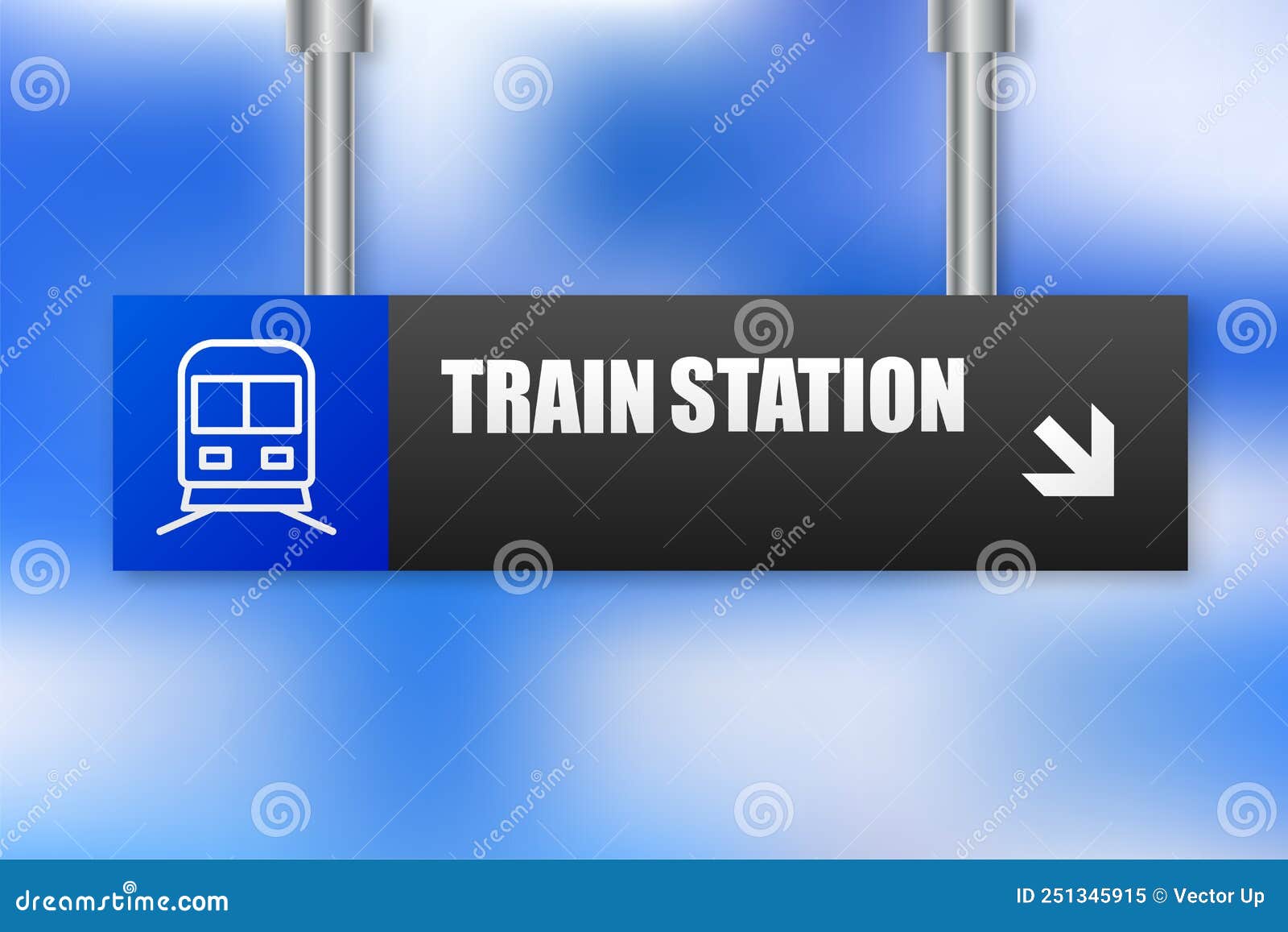 Panneau De La Gare. Gare. Train Sur Plate-forme. Illustration ...