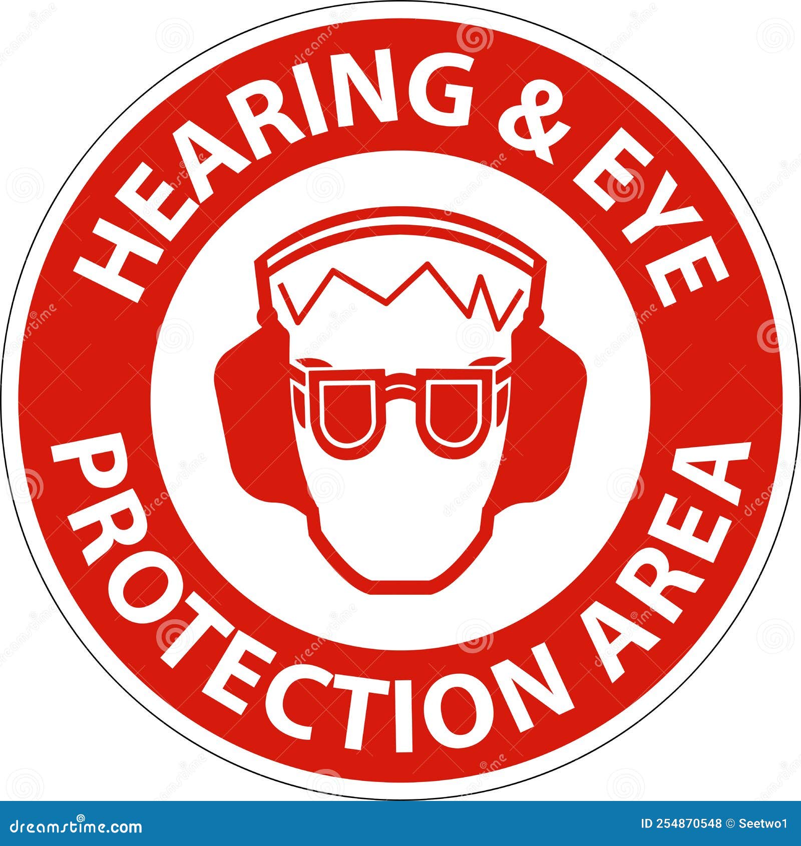 Panneau De Protection Auditive Et Oculaire Sur Fond Blanc Illustration ...