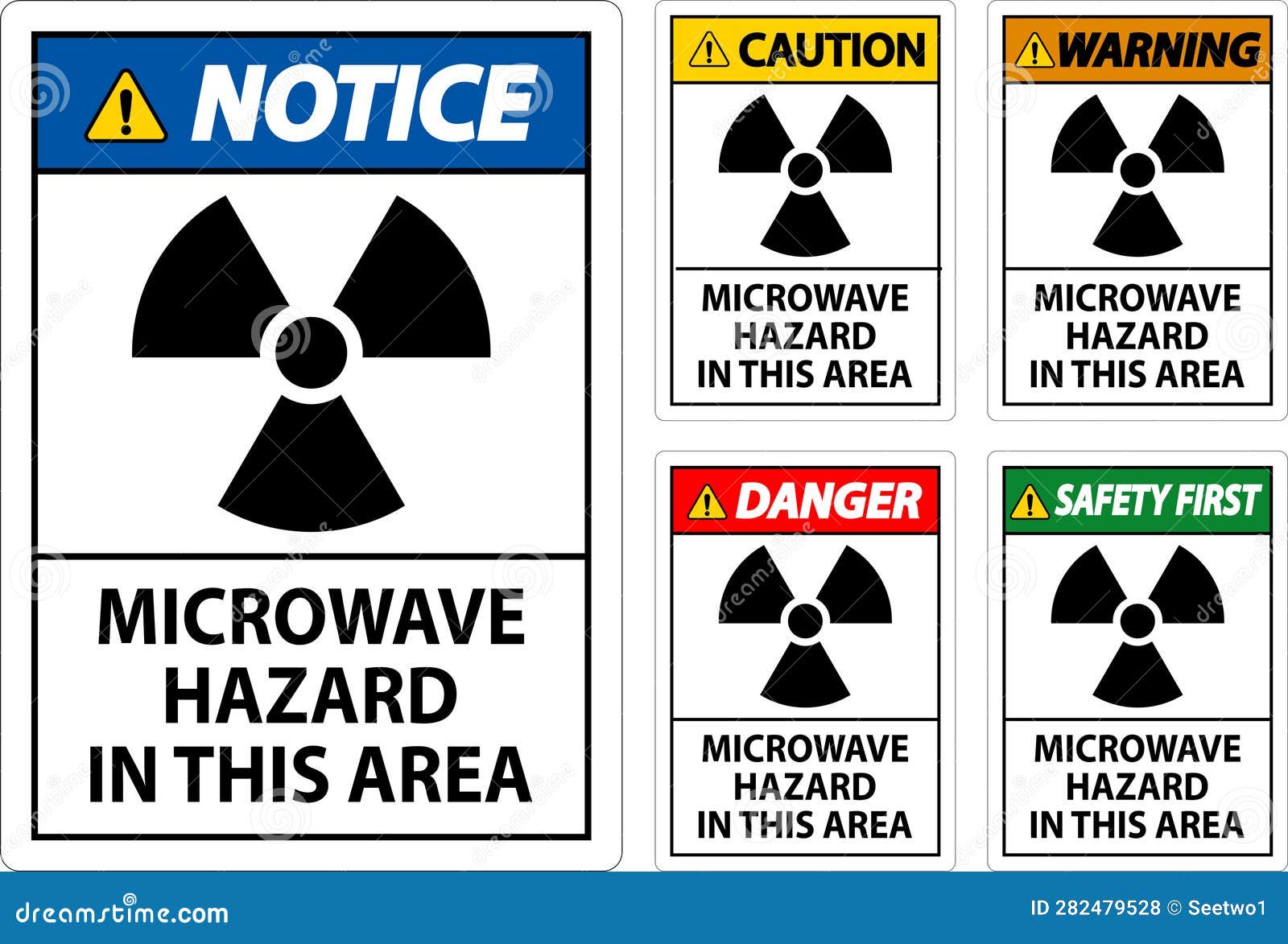 Panneau De Signalisation Zone De Danger Micro-ondes Illustration de ...