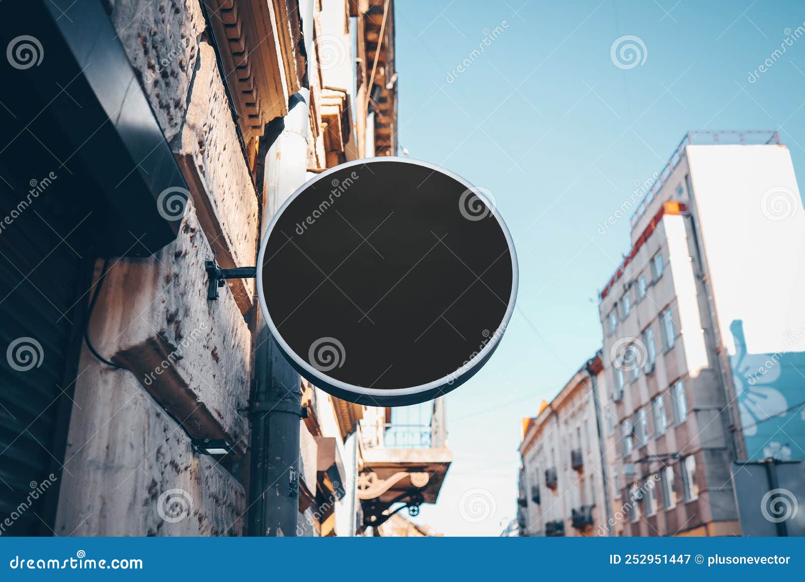 Panneau Sur Mur. Se Moquer. Forme Ronde Image stock - Image du noir ...