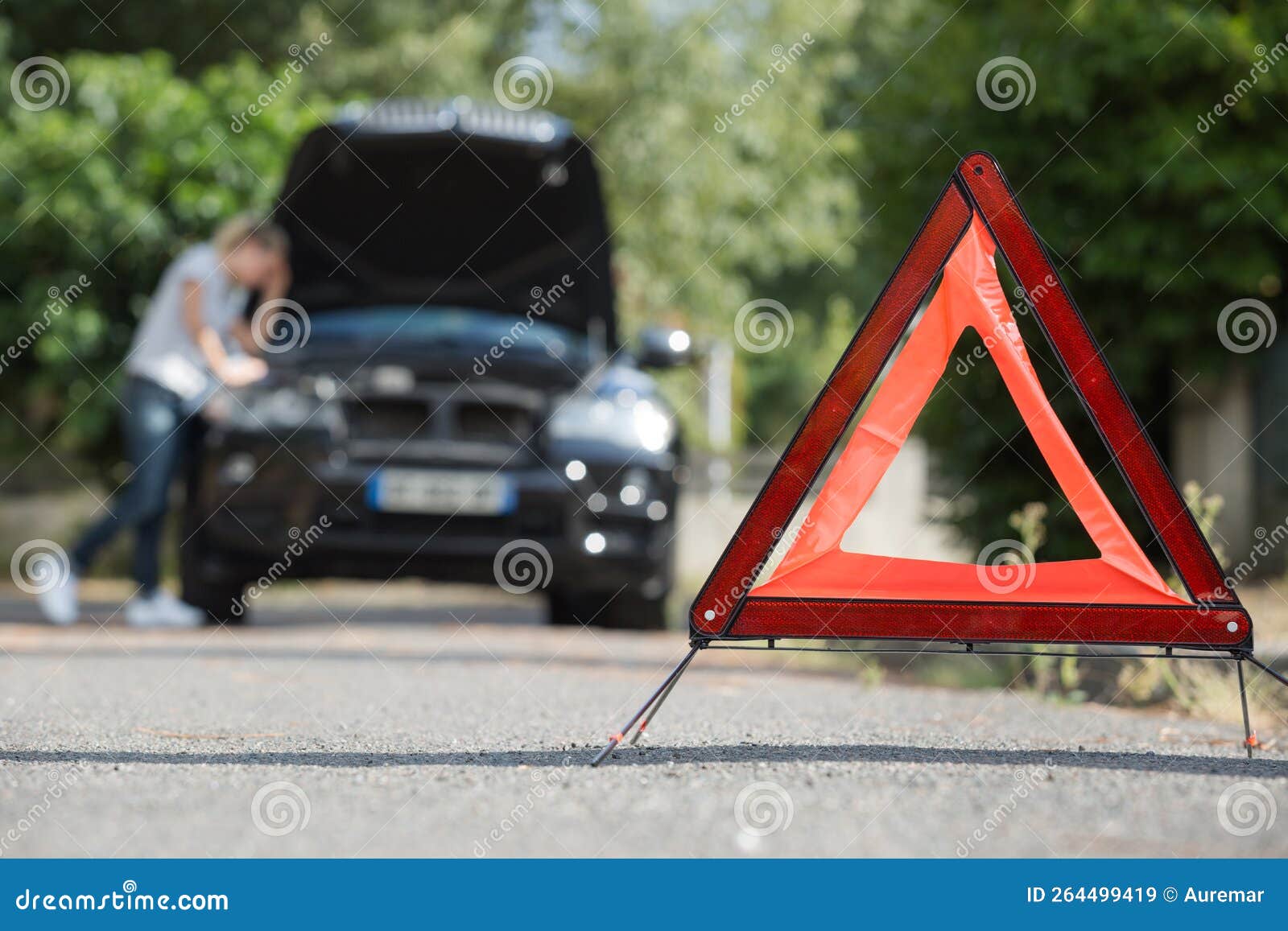 Panneau triangle sur route image stock. Image du voyage - 264499419