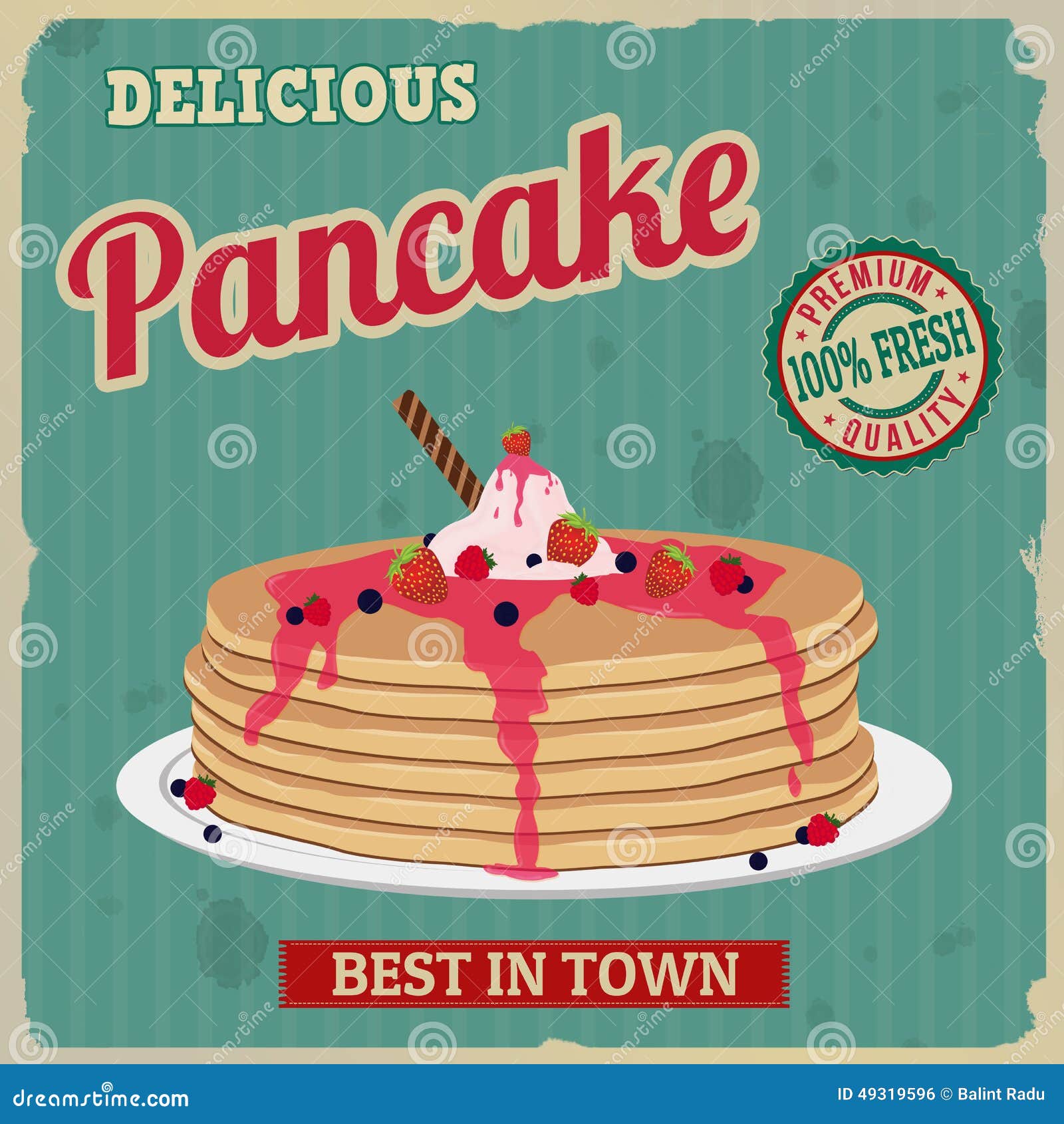 Pannekoek retro affiche vector illustratie. Illustration of voedsel ...