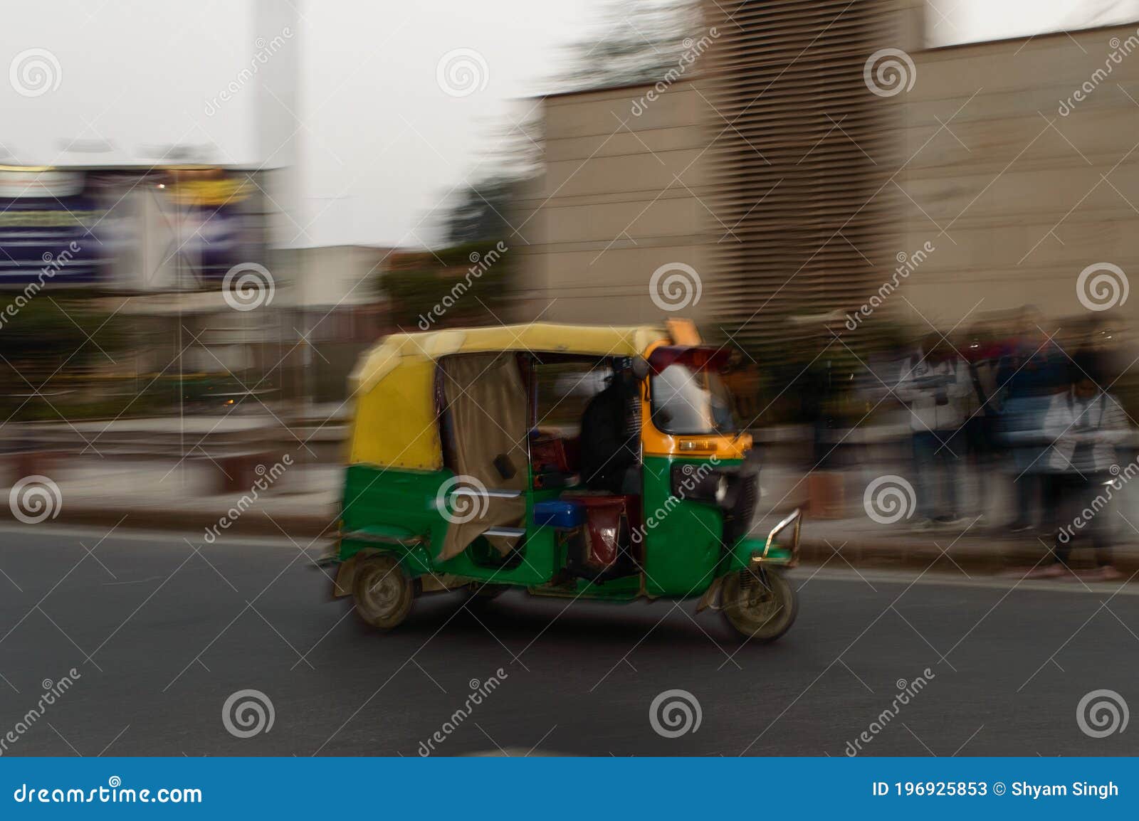 Panning Technique of Indian Auto Rickshaw Going Somewhere at Evening ...