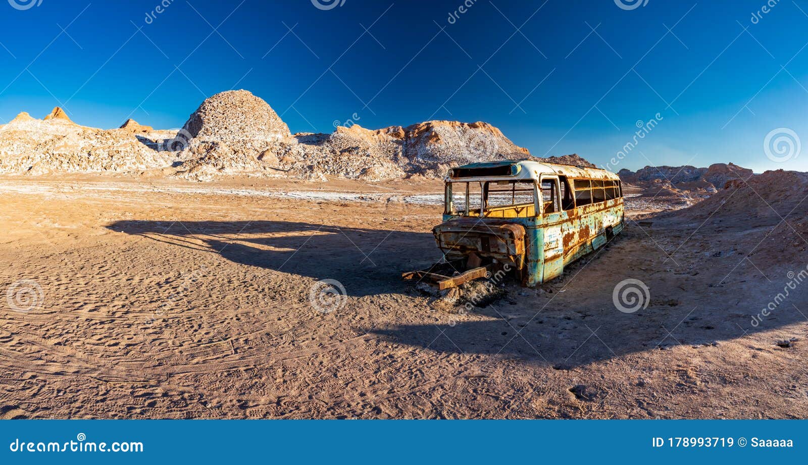 Panorama of Abandoned Bus in the Desert of Atacama, Chile Stock Image ...