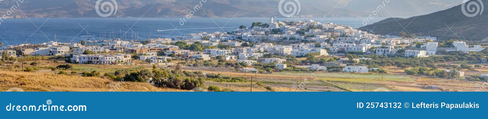 Panorama of Adamantas, Milos Island, Greece Stock Photo - Image of ...