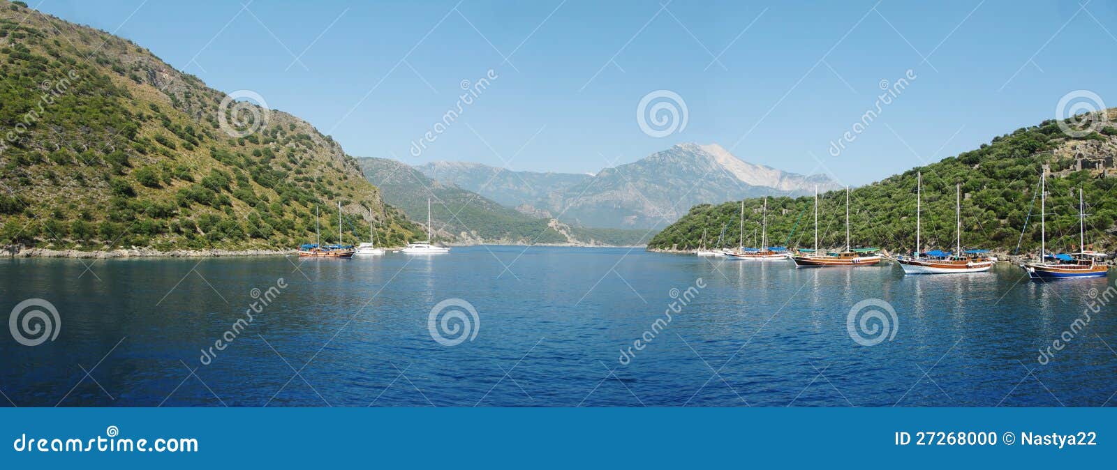 Panorama of Aegean Sea Coast with Yachts Turkey Stock Photo - Image of ...