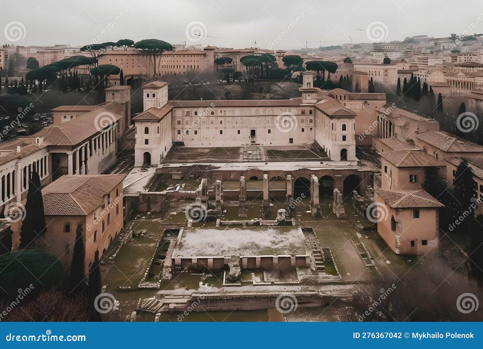 Panorama Aerial View of Ancient Rome. Neural Network AI Generated Stock ...