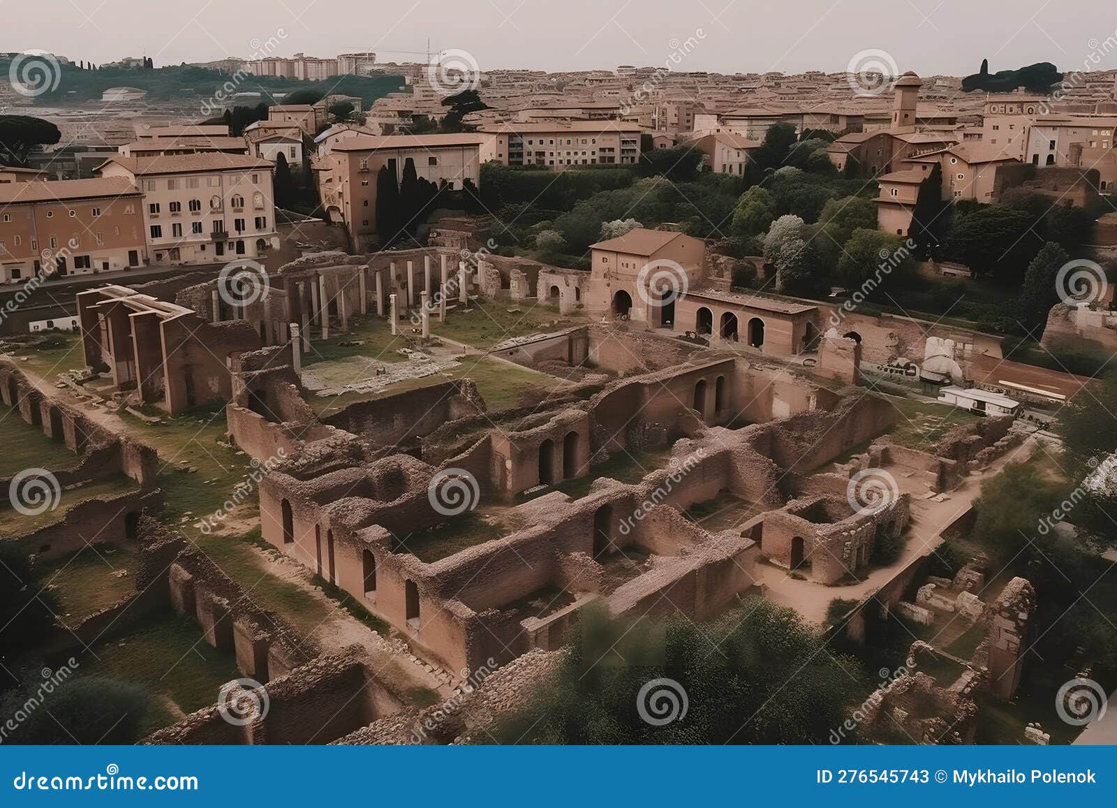 Panorama Aerial View of Ancient Rome. Neural Network AI Generated Stock ...