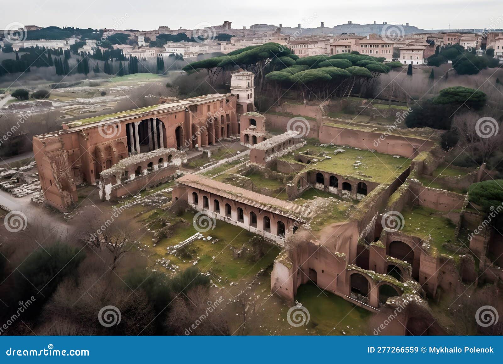 Panorama Aerial View of Ancient Rome. Neural Network AI Generated Stock ...