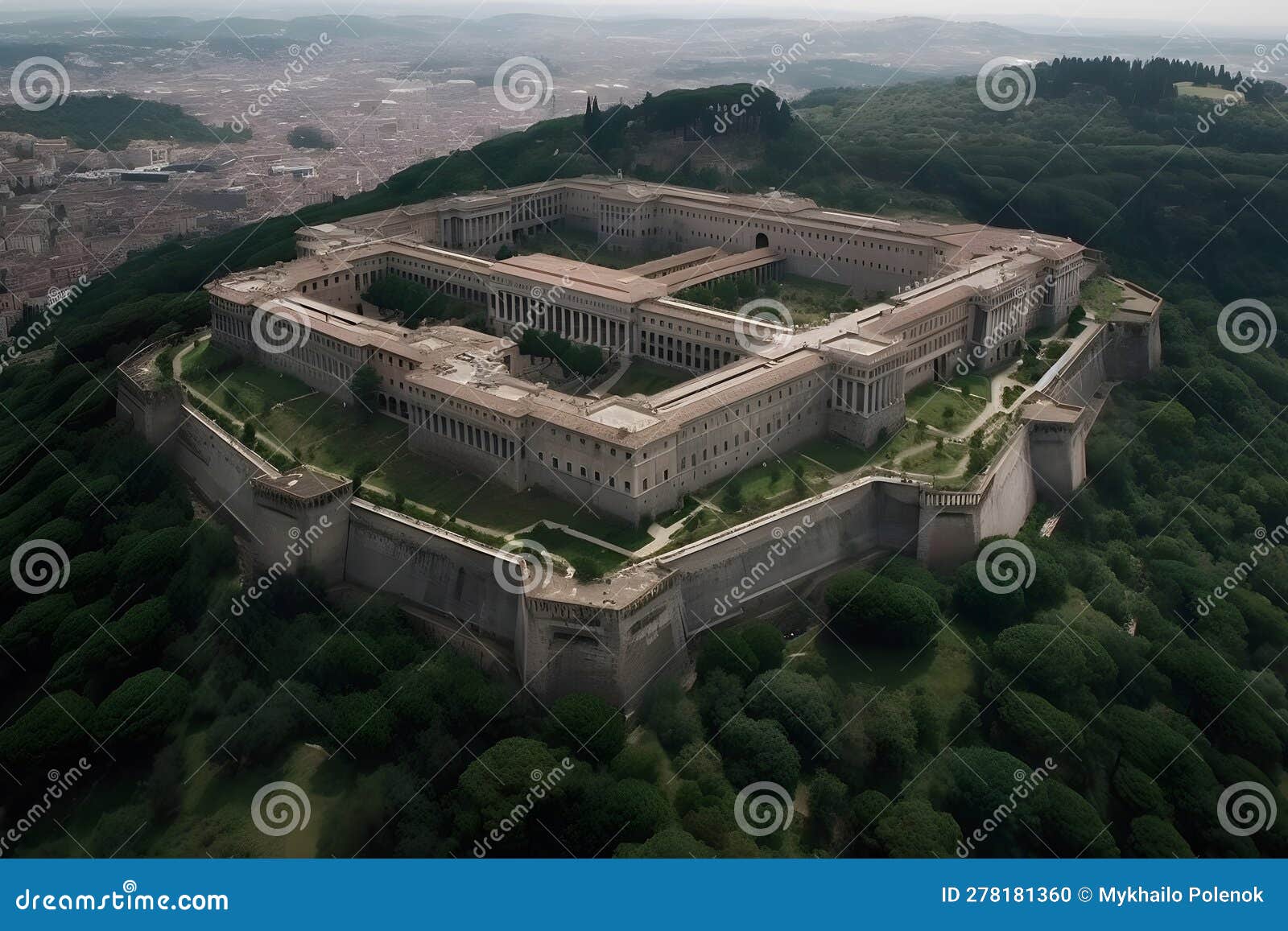Panorama Aerial View of Ancient Rome. Neural Network AI Generated Stock ...