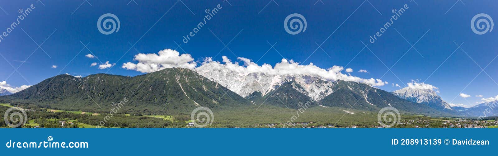 Panorama Aerial View of Mieming Mountain Range in Obermieming Valley in ...