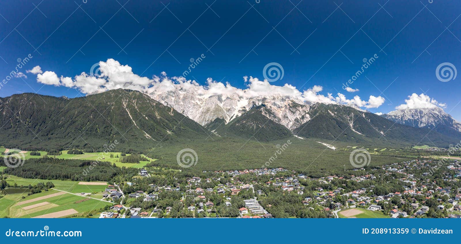 Panorama Aerial View of Mieming Mountain Range in Obermieming Valley in ...