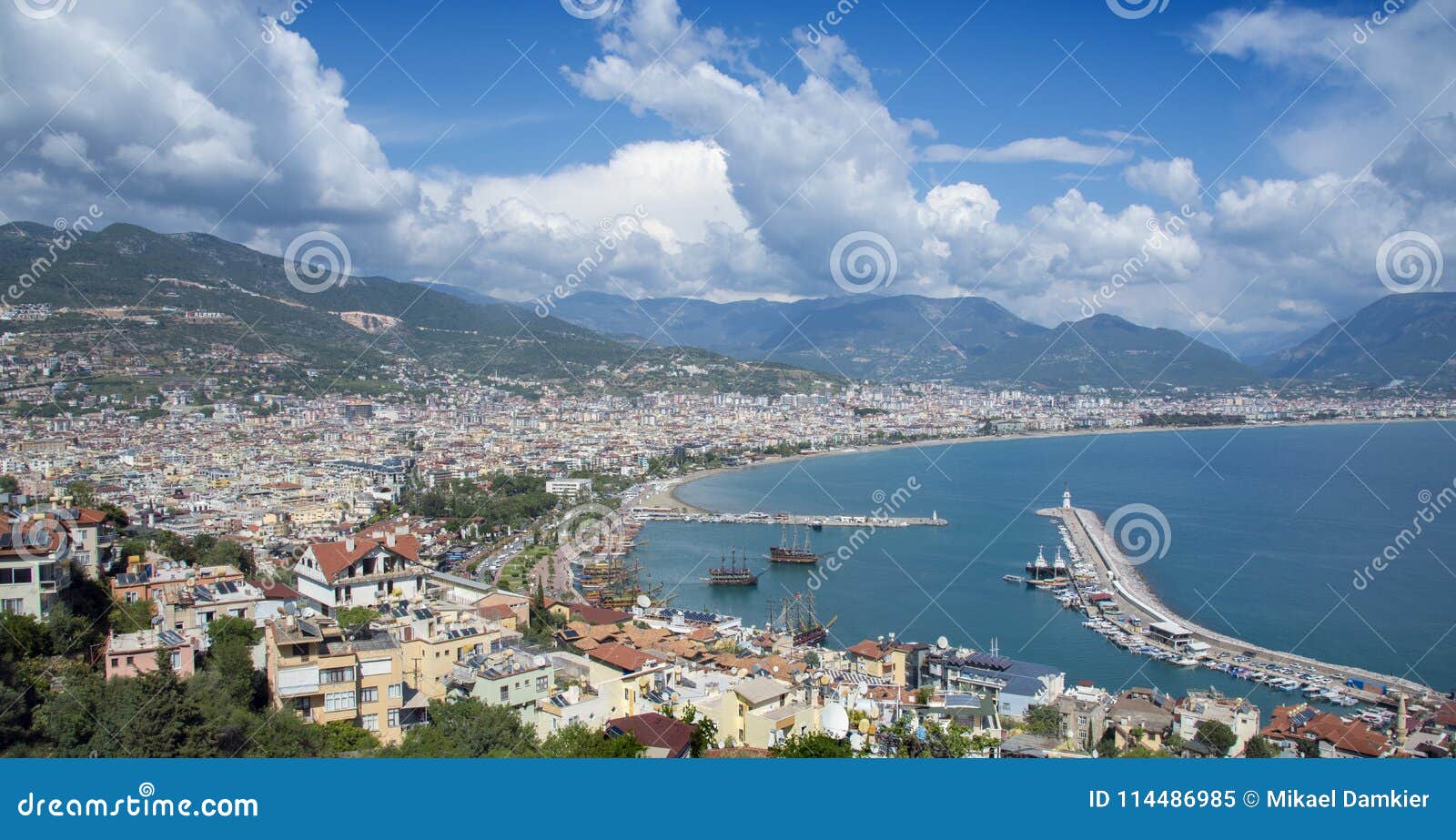 Panorama of Alanya, Turkey stock image. Image of ancient - 114486985