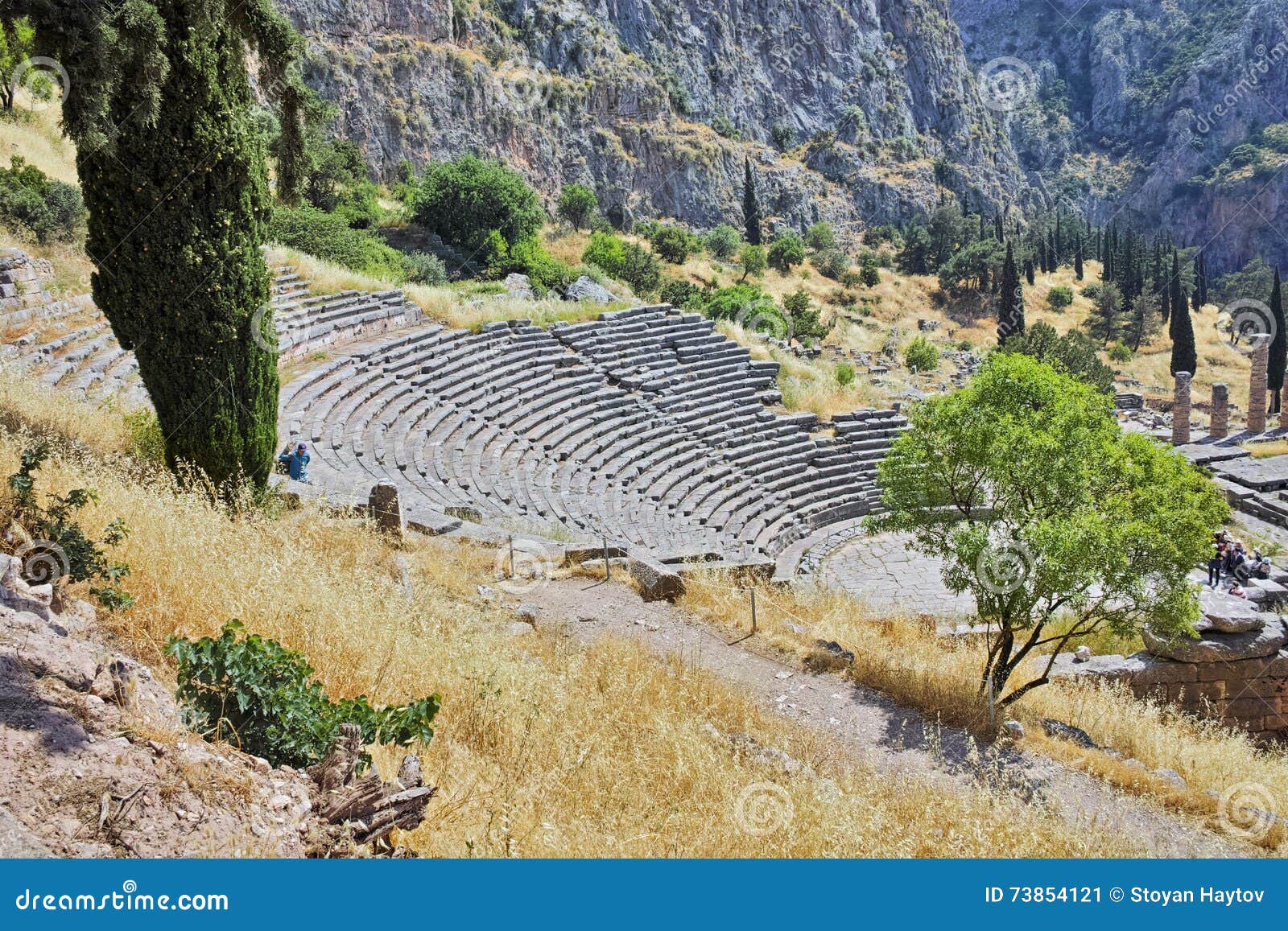 Panorama of Amphitheater in Ancient Greek Archaeological Site of Delphi ...