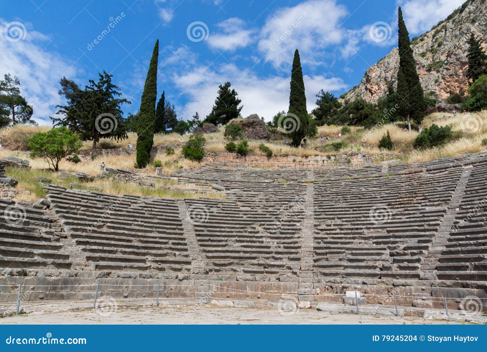 Panorama of Amphitheater in Ancient Greek Archaeological Site of Delphi ...