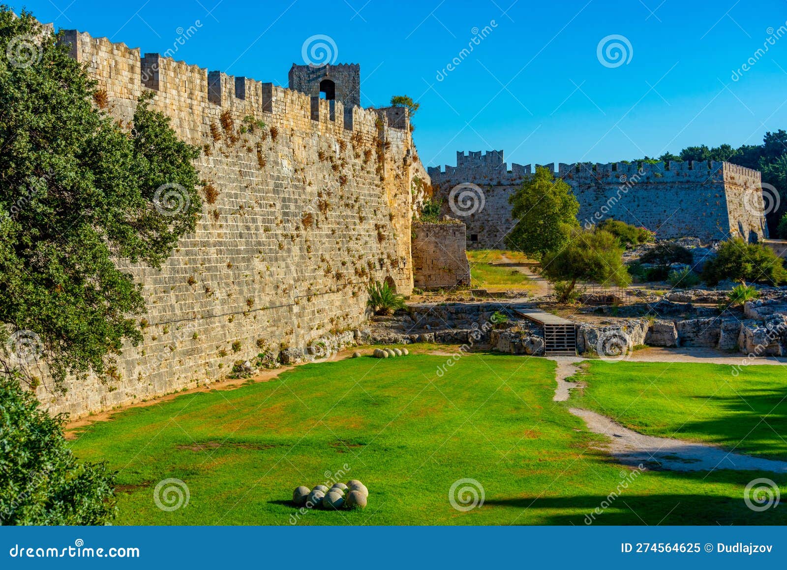 Panorama of Ancient Fortification at Rhodes in Greece Stock Image ...