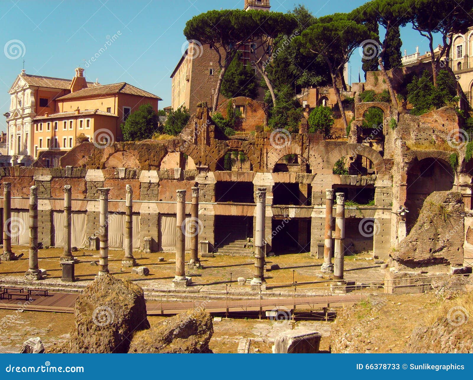 Panorama of Ancient Rome, Italy Stock Image - Image of building, column ...