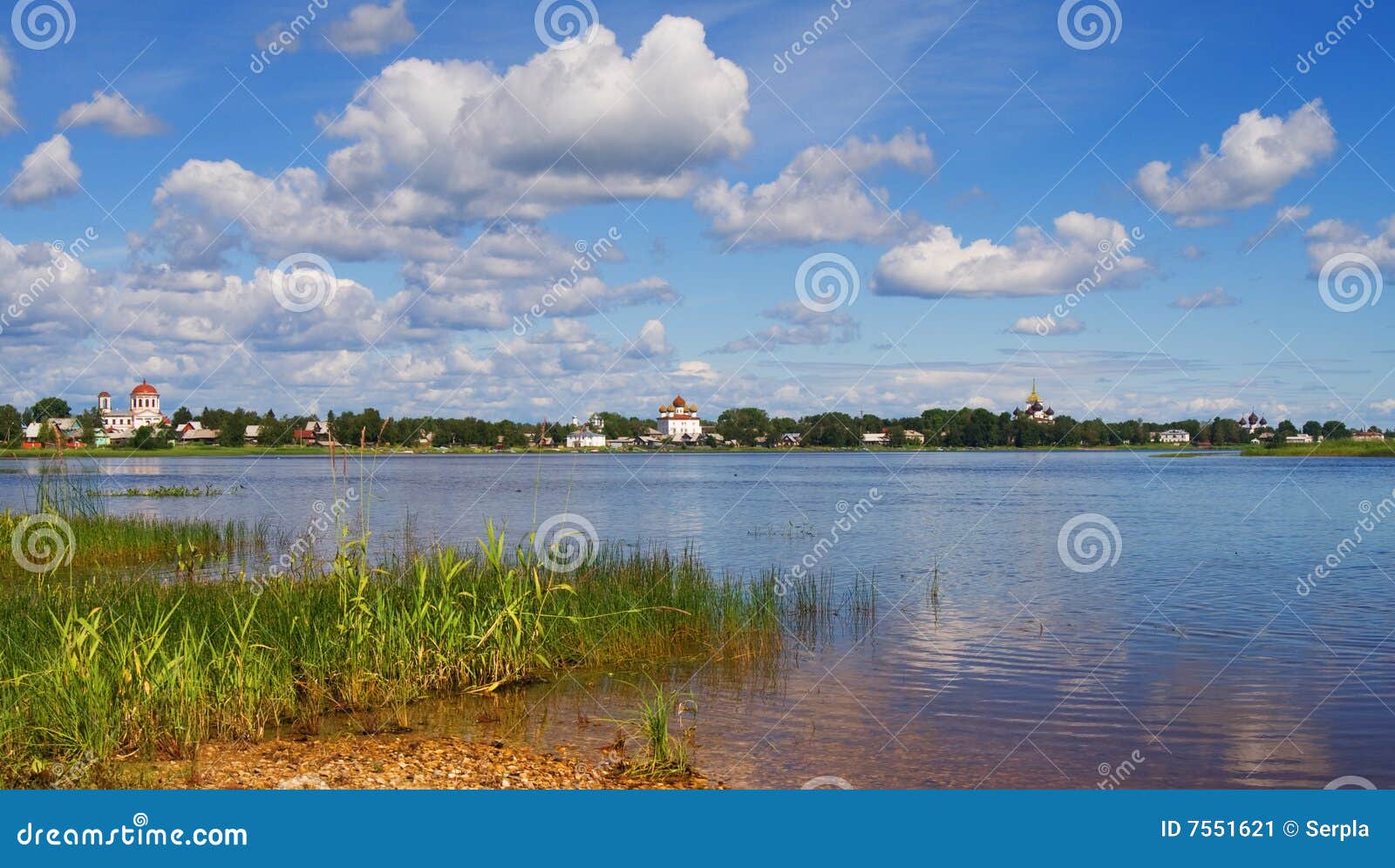 Panorama of Ancient Russian Town Kargopol Stock Image - Image of blue ...