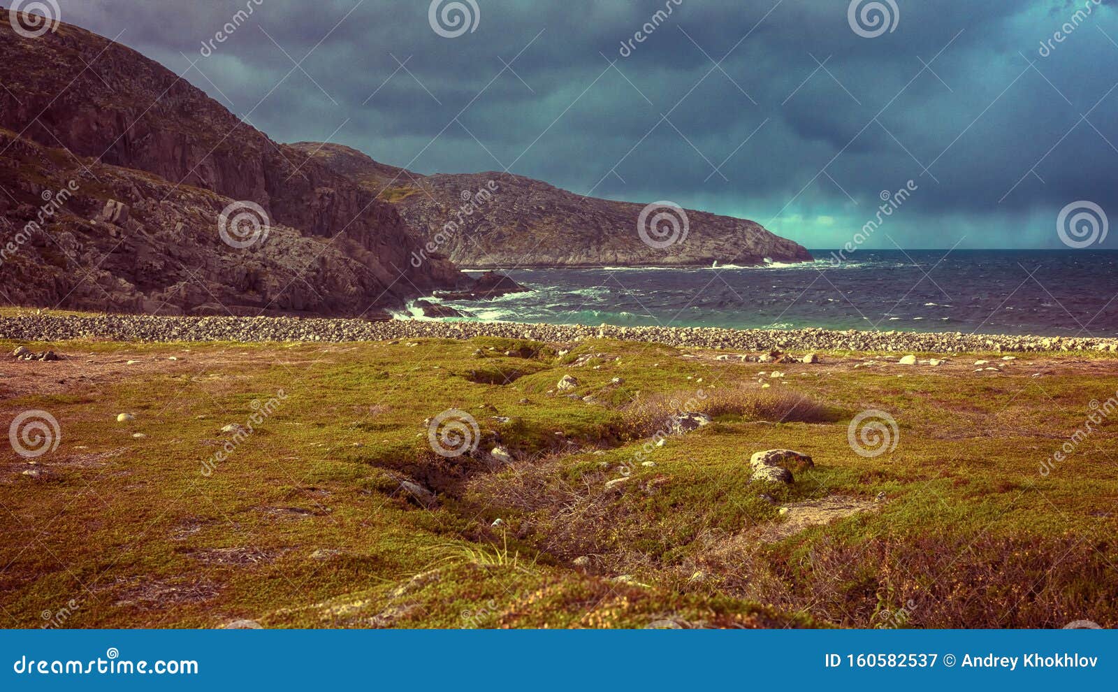 Panorama of the Arctic Ocean, Hills and Tundra Horizon Stock Image ...