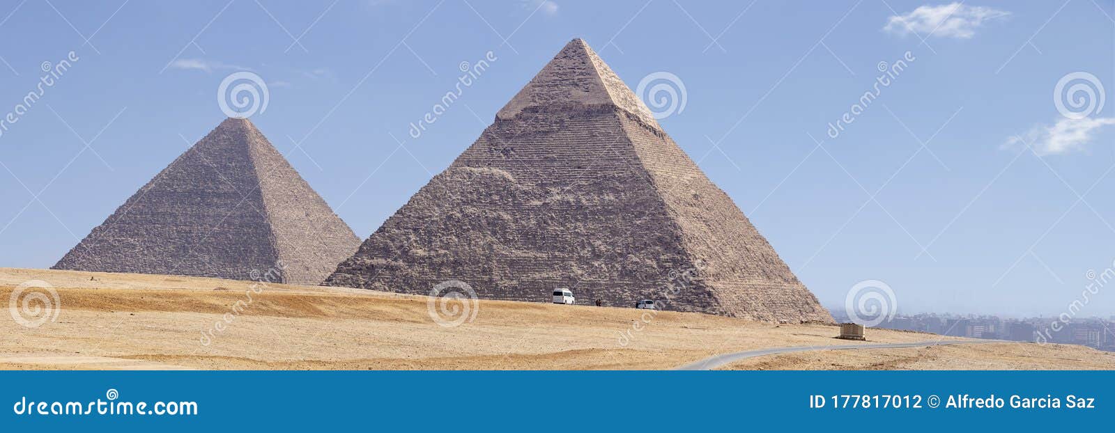Panorama of the Area with the Great Pyramids of Giza, Egypt Stock Photo ...