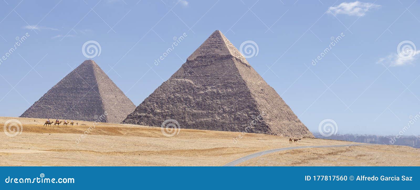 Panorama of the Area with the Great Pyramids of Giza, Egypt Stock Photo ...