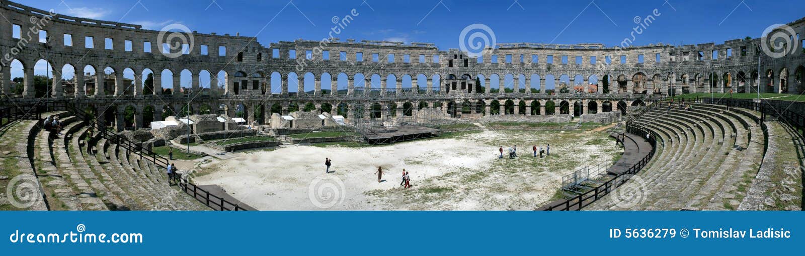 Panorama of Arena in Pula stock image. Image of architecture - 5636279