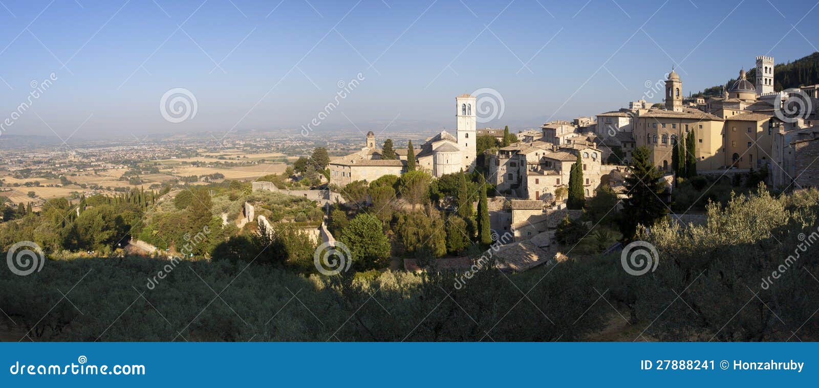 Panorama of Assisi and Umbria Countryside Stock Image - Image of church ...