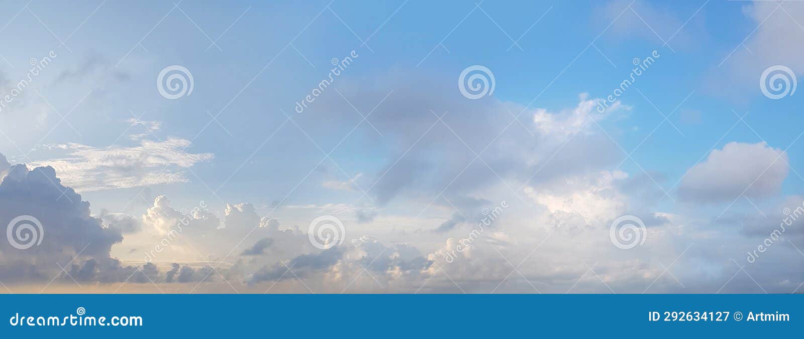 Panorama of Azure Blue Sky with White Cloud, Summer Heaven Background ...