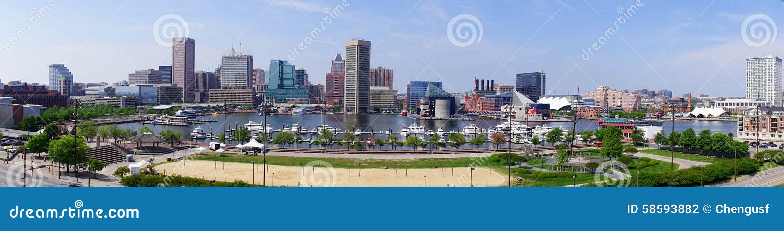 Panorama of Baltimore Maryland Inner Harbor Editorial Photography ...