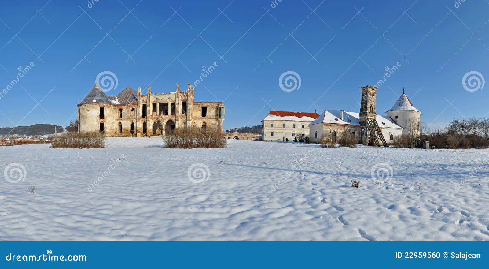 Panorama of Banffy Castle in Bontida, Romania Stock Photo - Image of ...