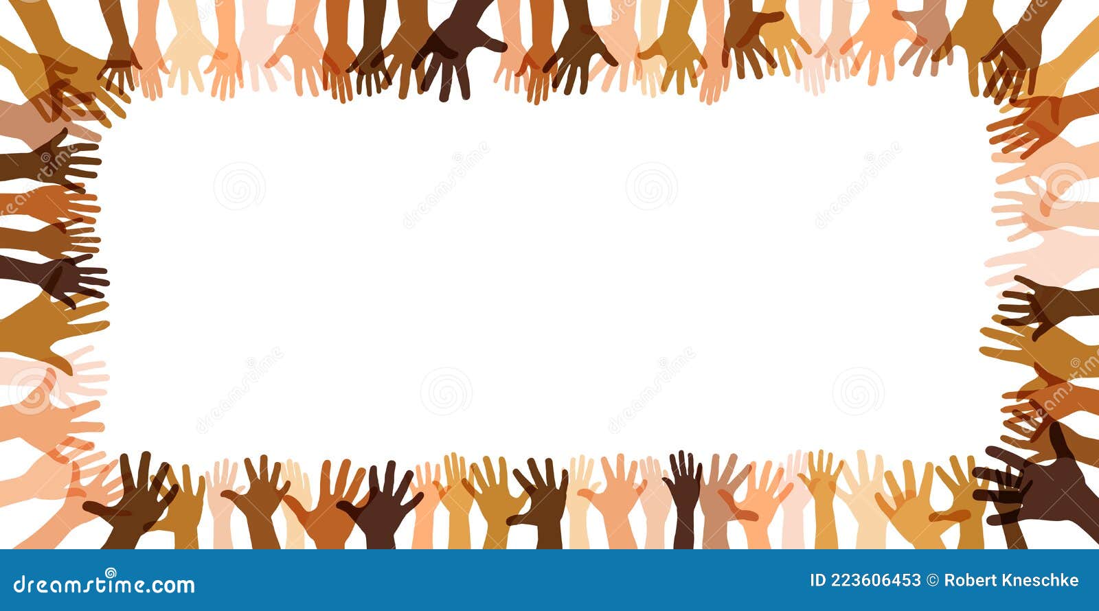 Panorama Banner with Frame of Diverse Transparent Hands Stock ...