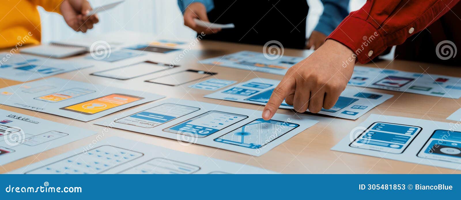 Panorama Banner of Startup Company Employee Planning on User Interface ...