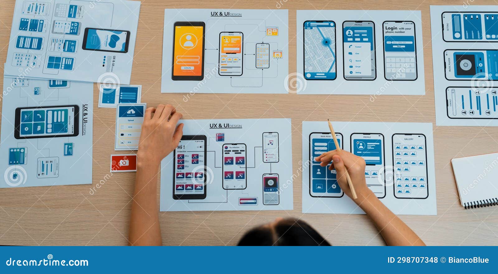 Panorama Banner of Startup Company Employee Planning on User Interface ...