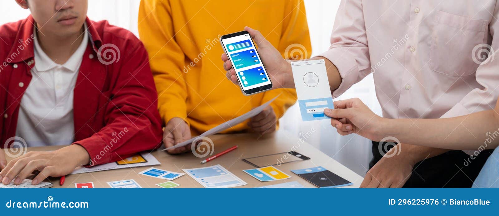 Panorama Banner of Startup Company Employee Planning on User Interface ...