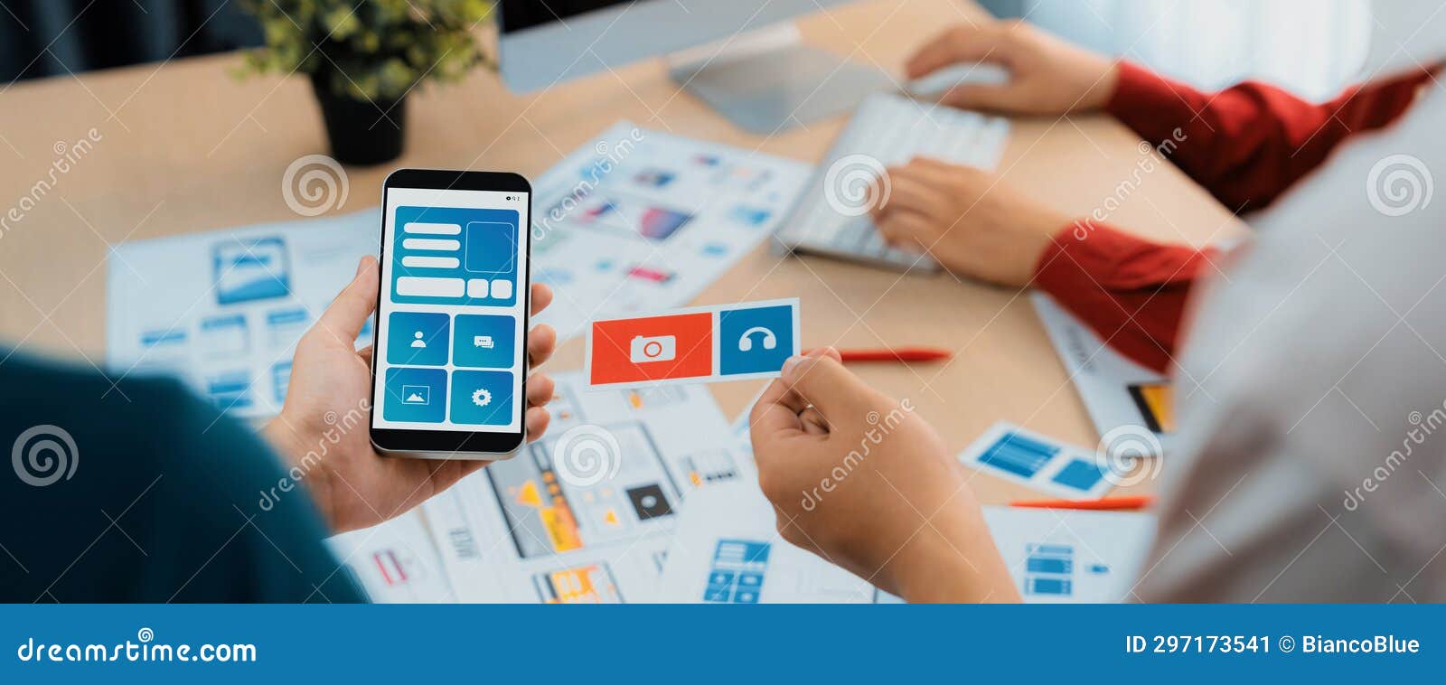 Panorama Banner of Startup Company Employee Planning on User Interface ...