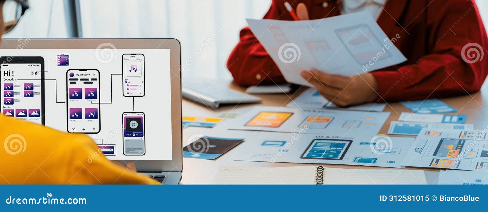 Panorama Banner of Startup Company Employee Planning on User Interface ...