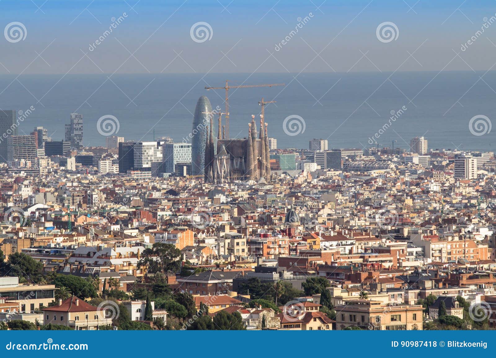 Panorama of Barcelona, Spain. Stock Photo - Image of construct ...