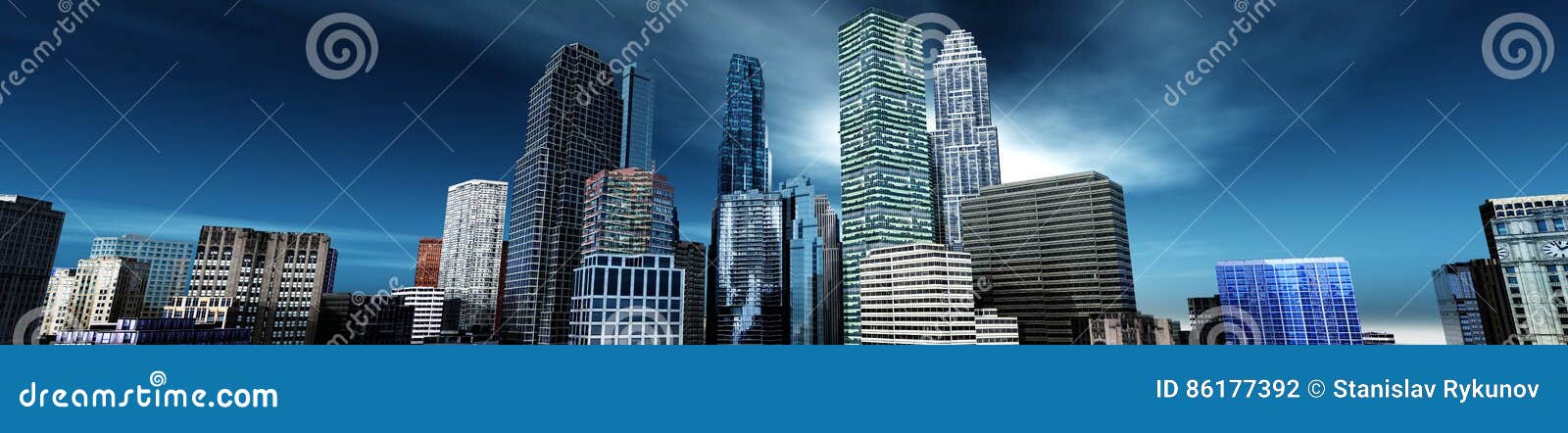 Panorama of Beautiful Skyscrapers Against the Sky with Clouds Stock ...