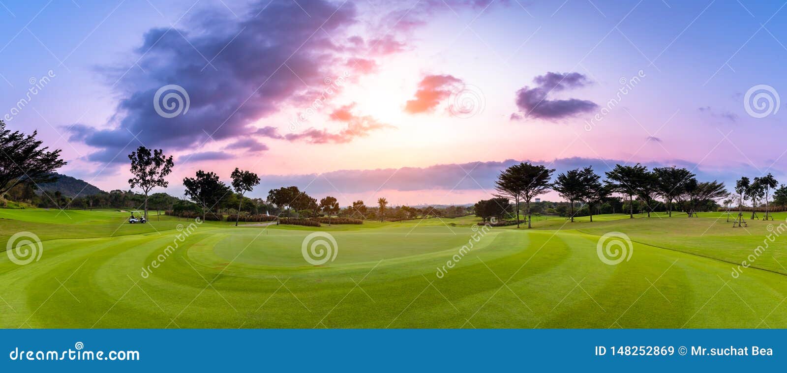 The Panorama Beautiful View Golf Course with White Cloud Stock Image ...